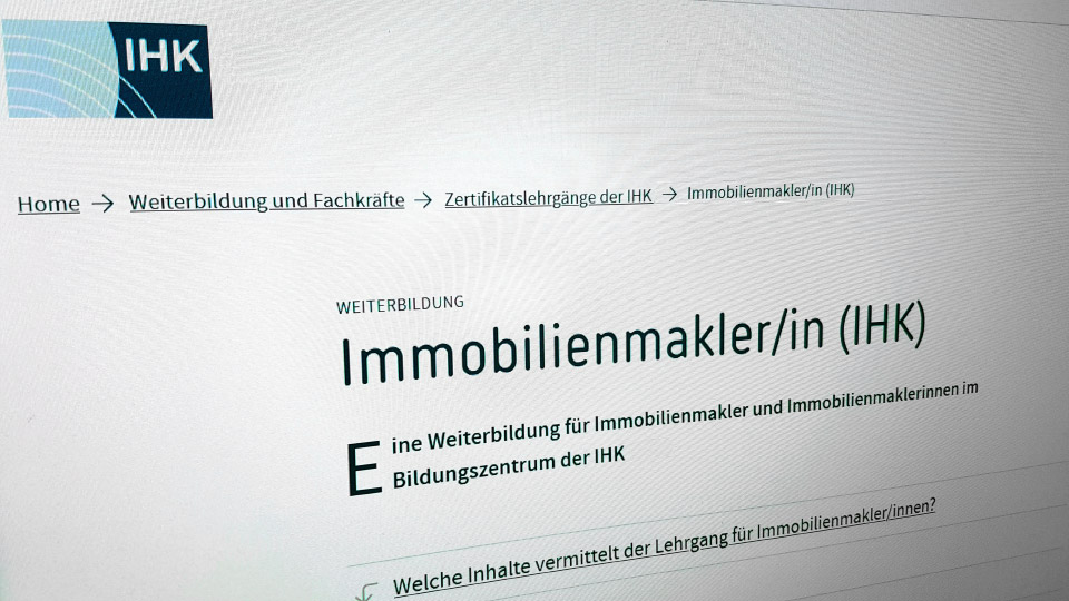 Weiterbildung zum Immobilienmakler IHK 2024